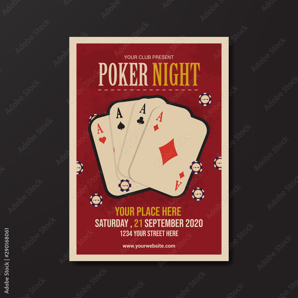 Vetor de poker night flyer template, retro flat design vector do Stock ...