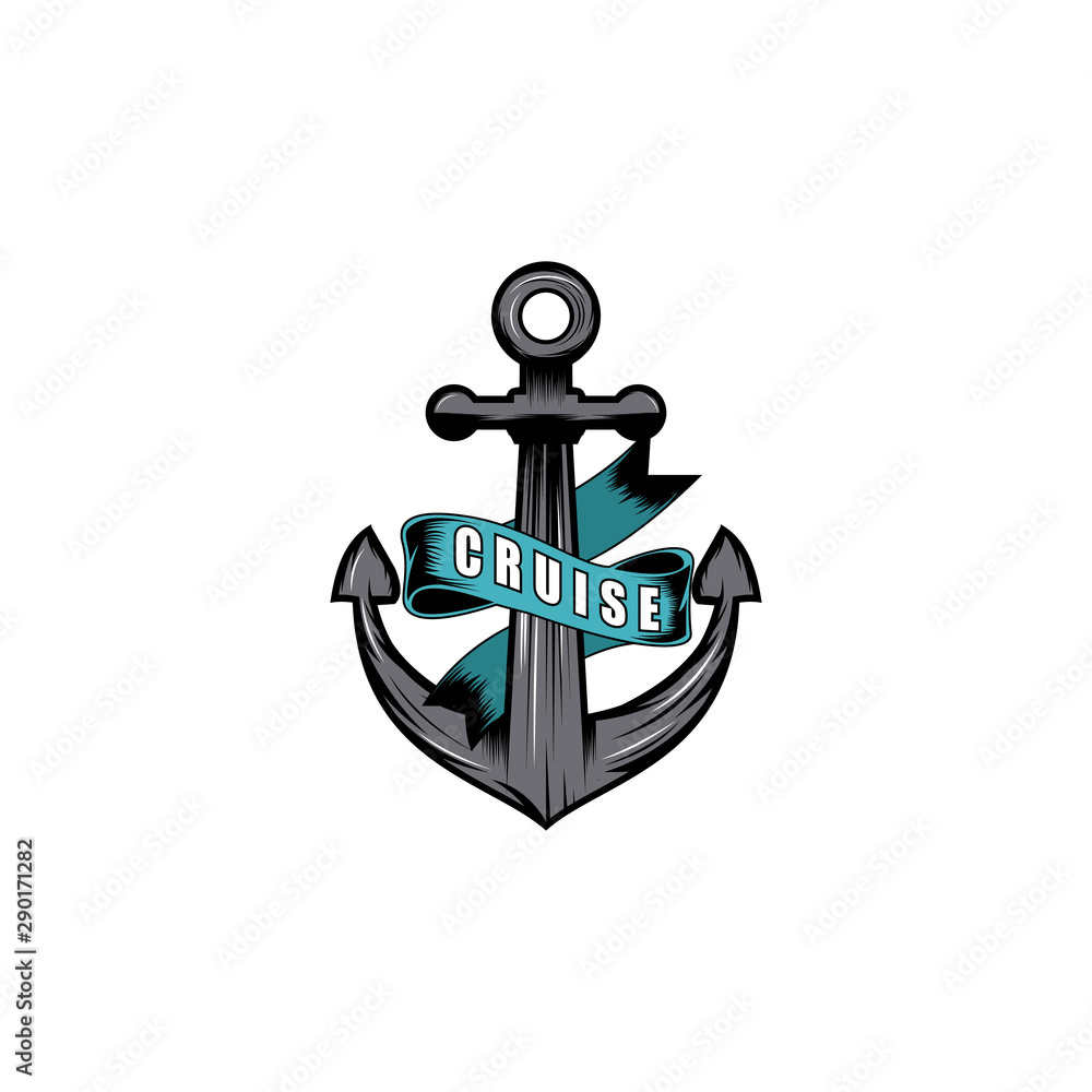 Cruise logo design inspiration with anchor. Template vector Stock ...