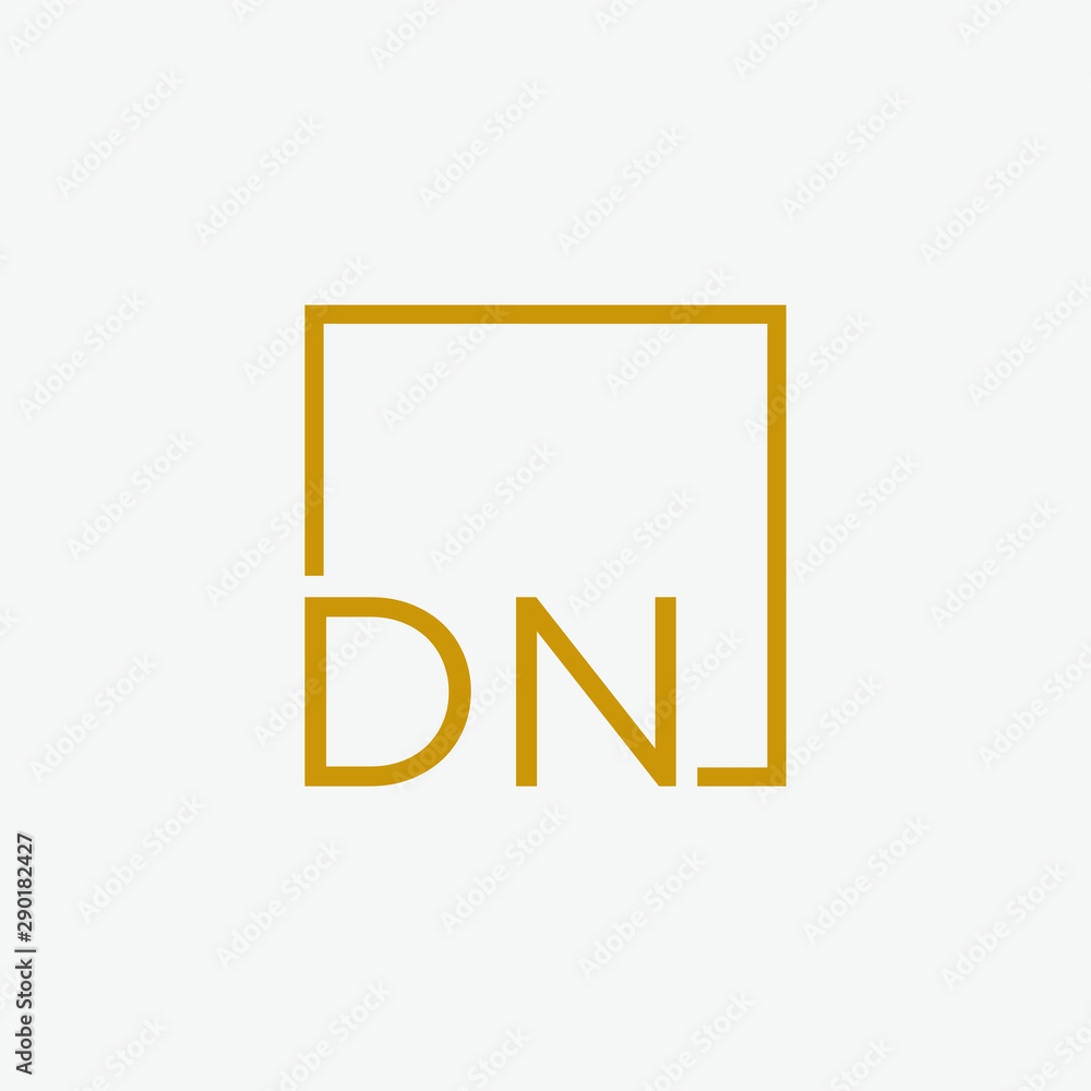 Letter DN Logo design with square frame line art. business consulting ...
