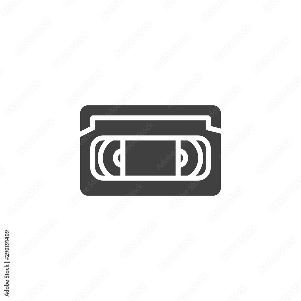 VHS tape vector icon. Video cassette filled flat sign for mobile ...