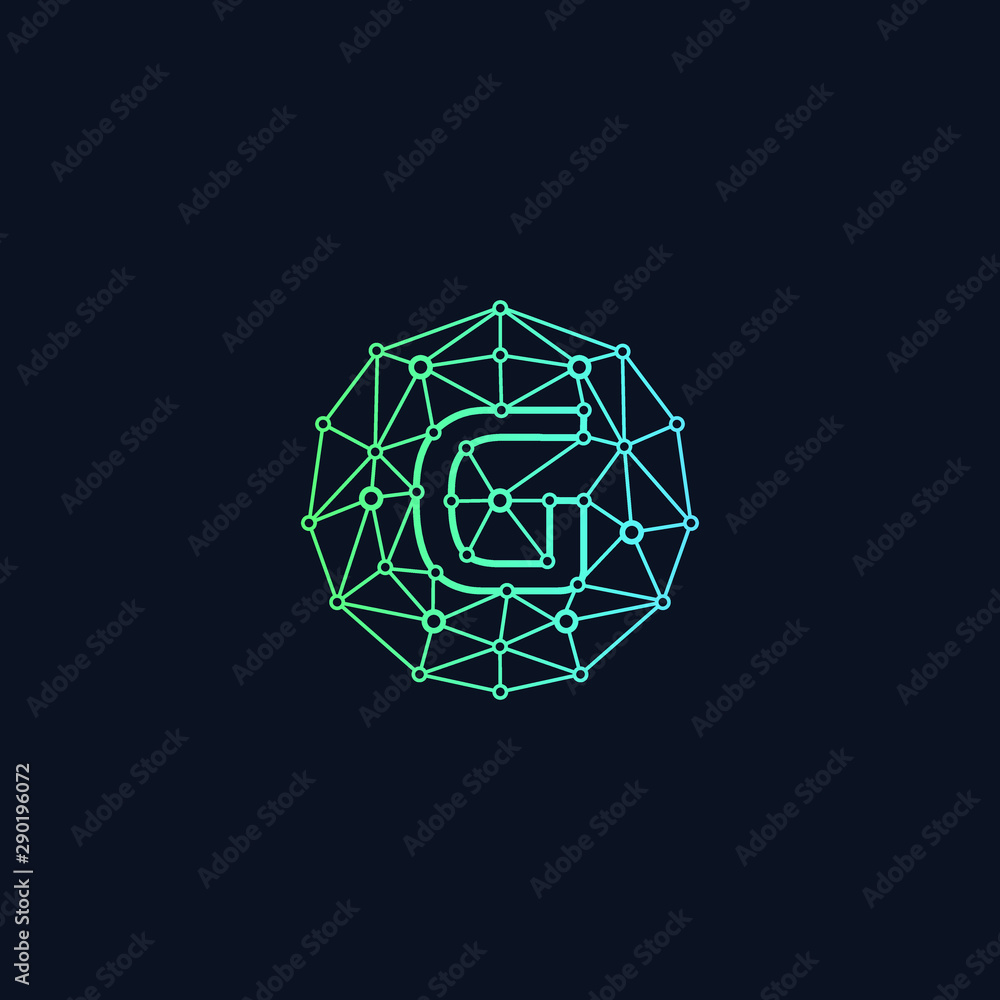 Letter G network Logo design. Technology digital abstract dot ...