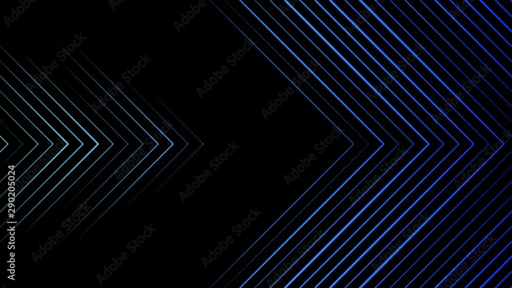 Colorfull blue moving arrows formed by crossed narrow lines on black ...