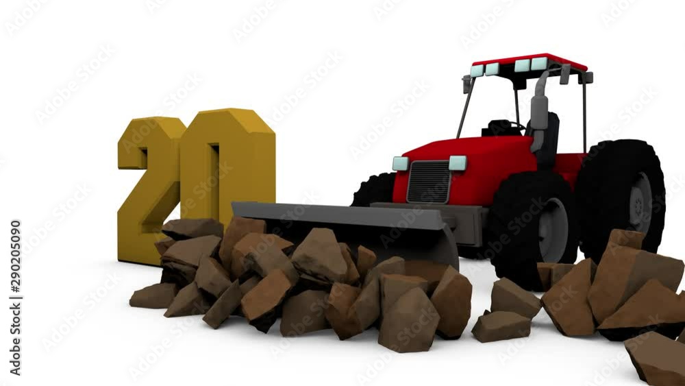 3D animation destruction dates of 2019 and cleaning of debris by a ...