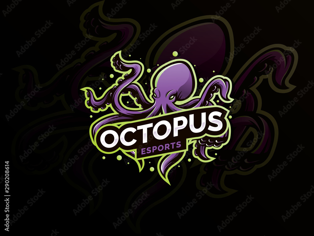Octopus sport mascot logo design illustration. Squid, Kraken, Octopus ...