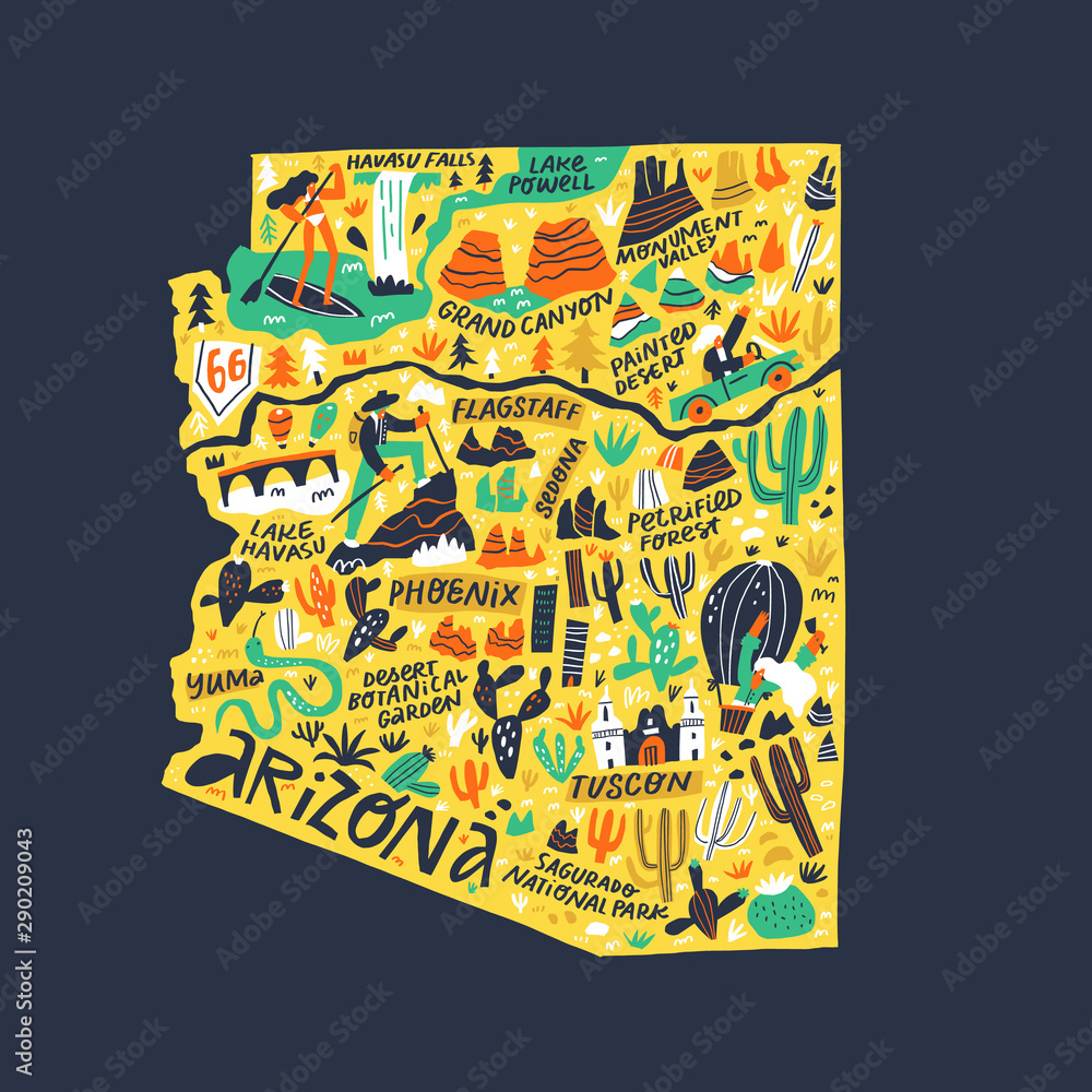 Arizona infographic flat hand drawn vector illustration Stock Vector ...