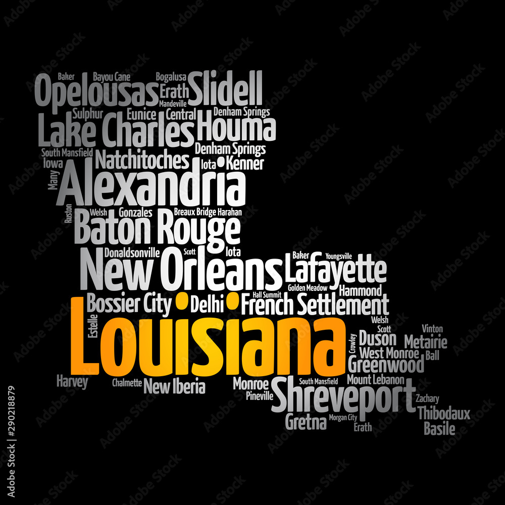 List of cities and municipalities in Louisiana USA state, map ...