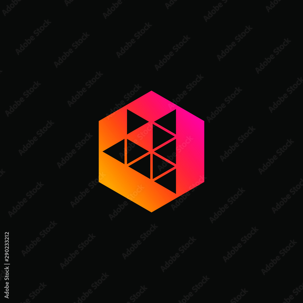 Down Rocket logo, Arrow right concept. Hexagon Rocket Logo Template ...