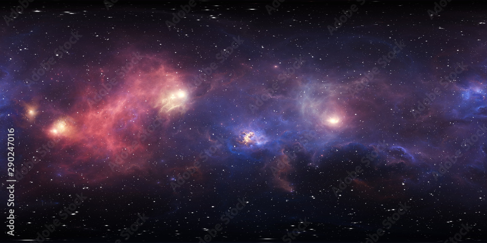 360 degree stellar system and gas nebula. Panorama, environment 360 ...