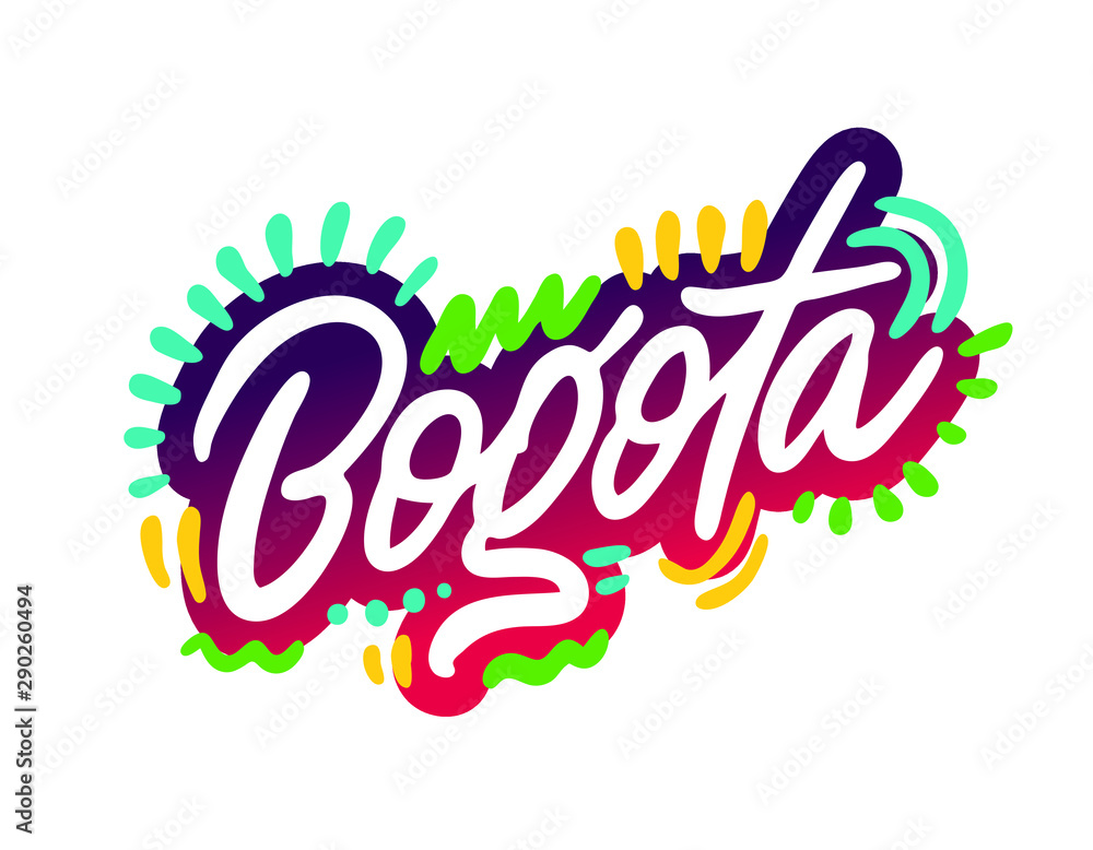 Bogota, text design. Vector calligraphy. Typography poster. Usable as ...