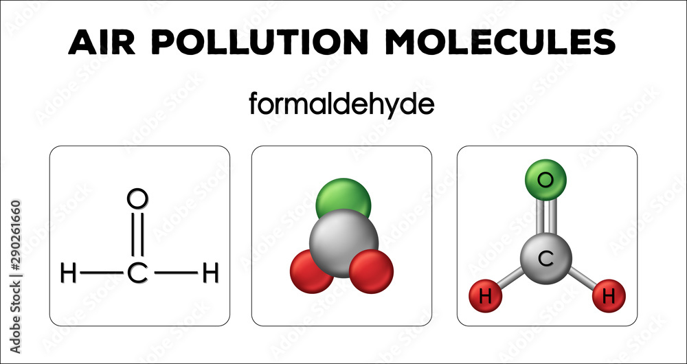 Poster Diagram showing air pollution molecules of formaldehyde – Wall ...