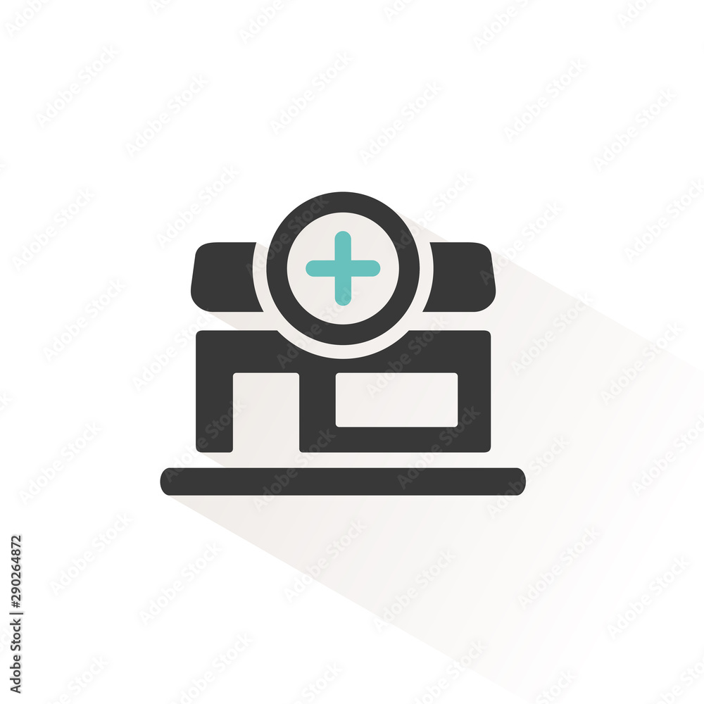 Pharmacy shop. Flat icon with beige shade. Urban service vector ...
