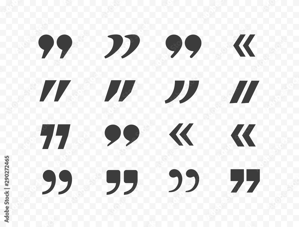 Quote mark graphic elements set isolated on transparent background ...