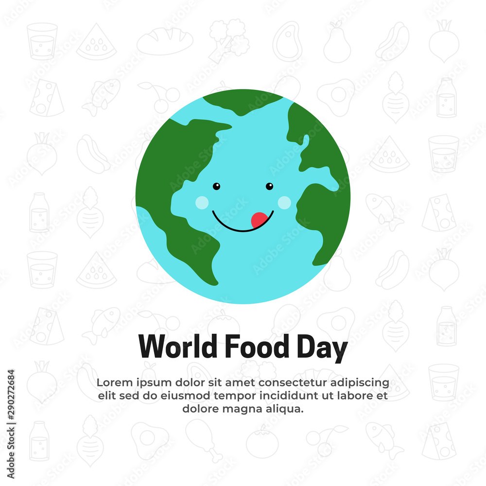 Funny cute earth cartoon face with delicious yummy smile vector ...