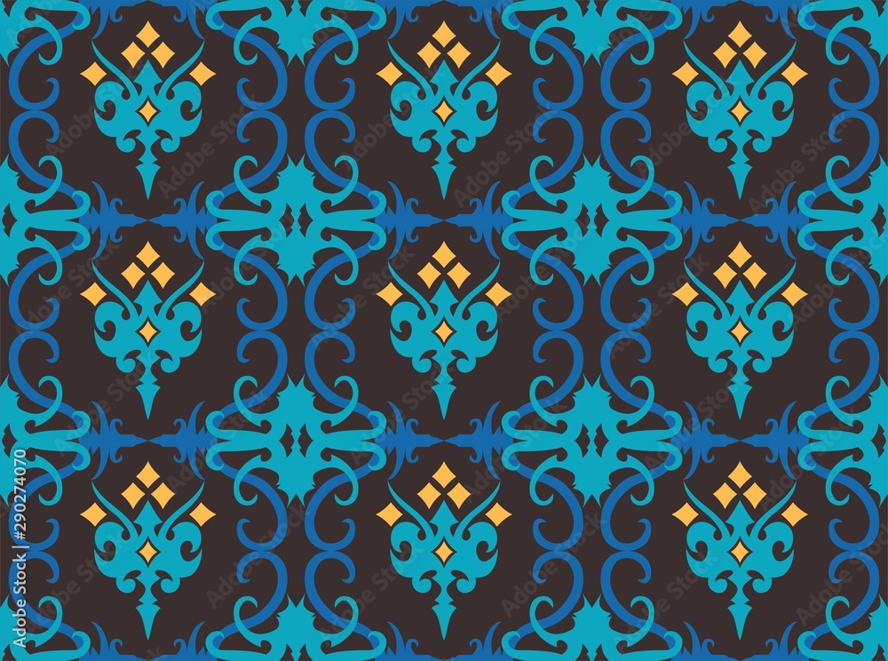 seamless pattern of borneo batik style. traditional Indonesian fabric ...