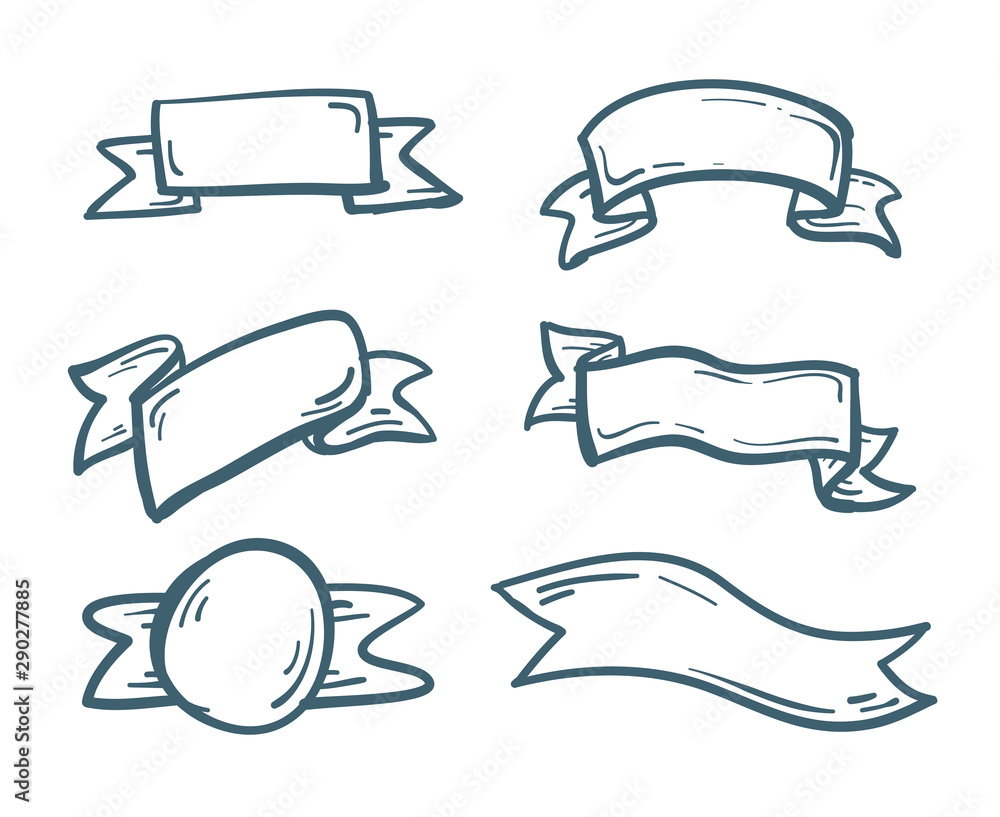 cartoon ribbon. Vector Set isolated on a white background. Ribbon ...