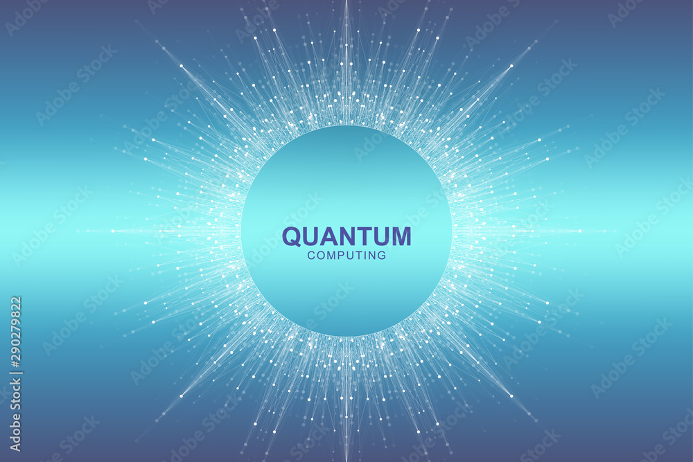 Circular quantum computer technology concept. Sphere explosion ...