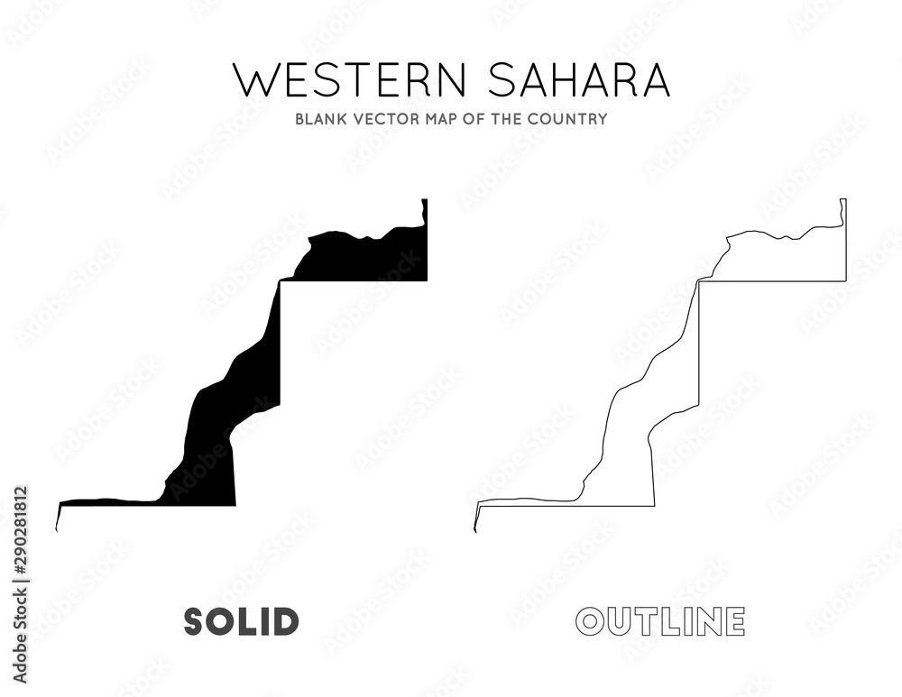 Western Sahara map. Blank vector map of the Country. Borders of Western ...