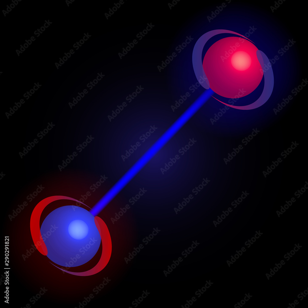 quantum entanglement. Science. Physics. Two particles connected to each ...