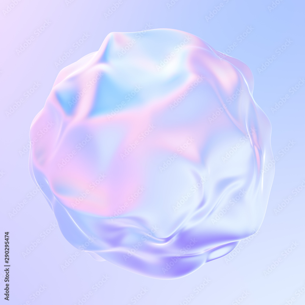 Holographic liquid metal abstract 3D fluid shape. Fluid gradient shape ...