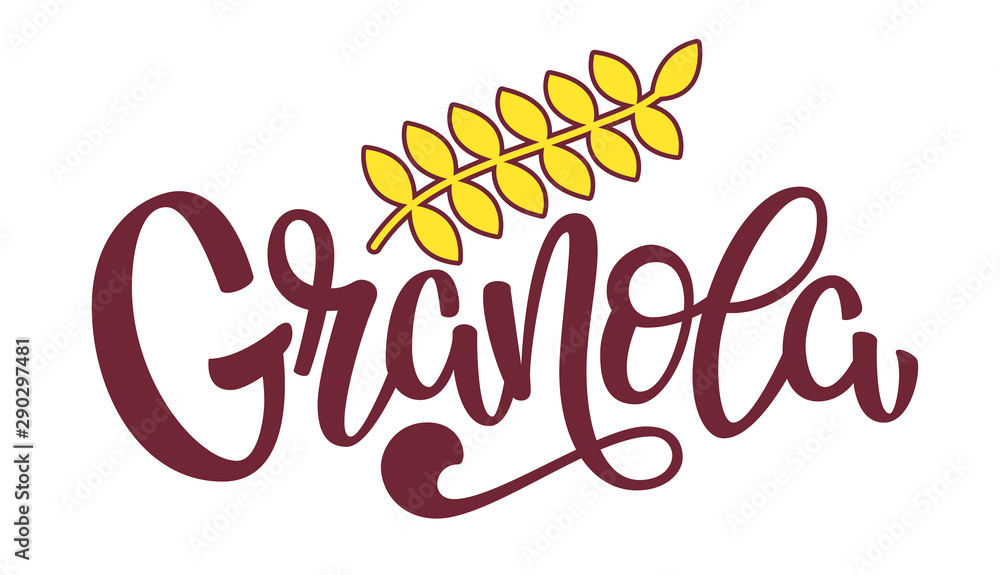 Granola handwritten vector logo. Illustration with brush lettering ...