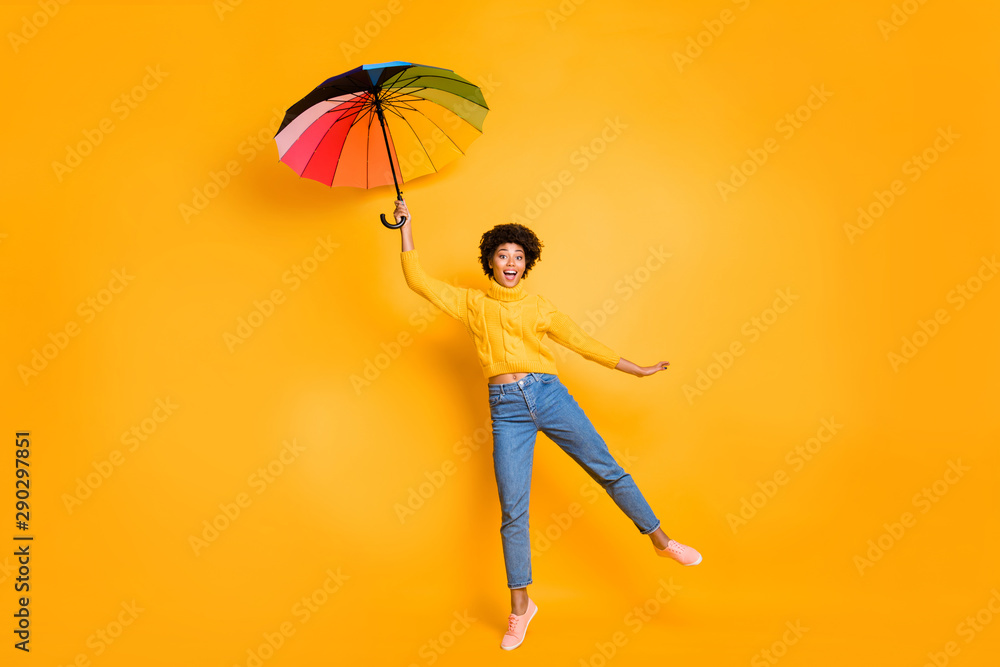 Full length body size view of her she nice attractive cheerful funky ...