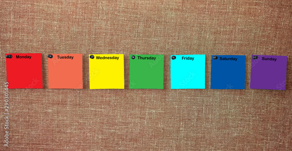 Stickers. Days of the week. Colors of rainbow. Stock Photo | Adobe Stock
