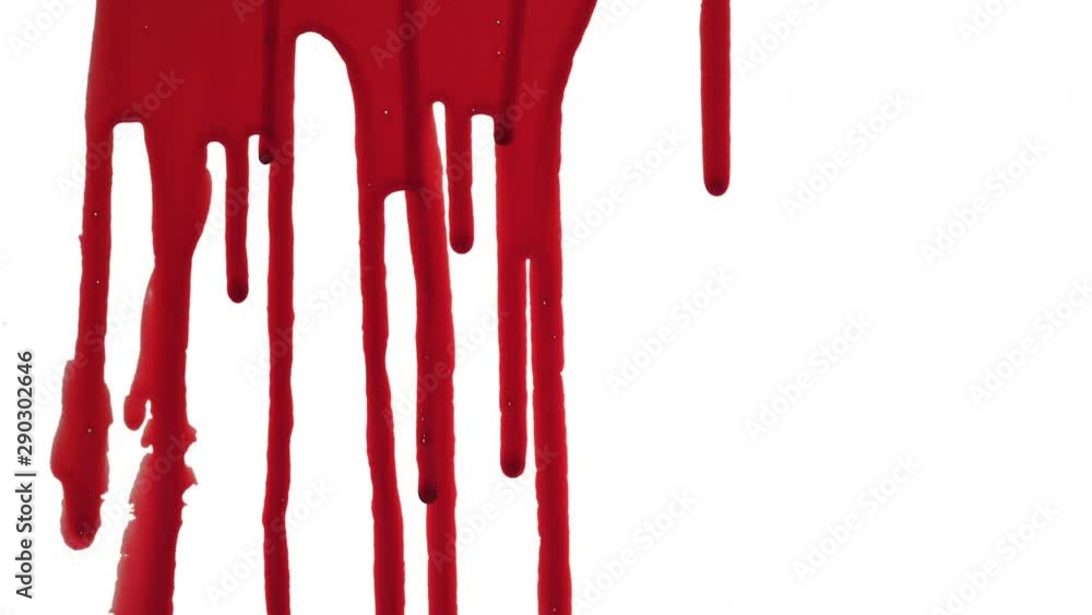 Streaks of blood pouring on a white surface Stock Video | Adobe Stock