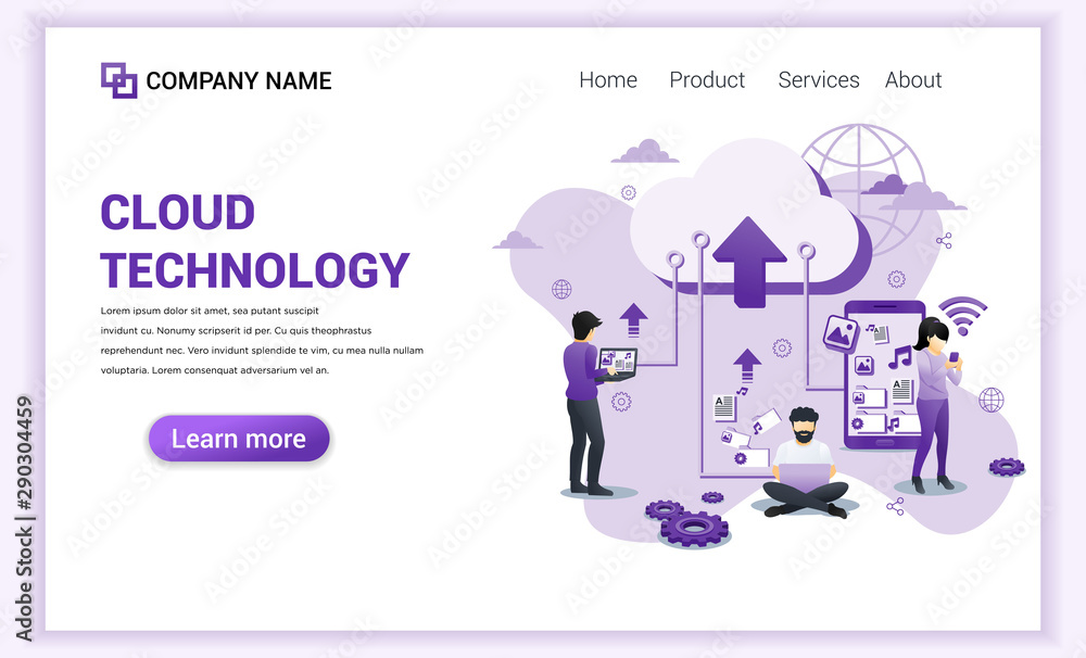 Modern flat design concept of Cloud technology, digital storage, data ...