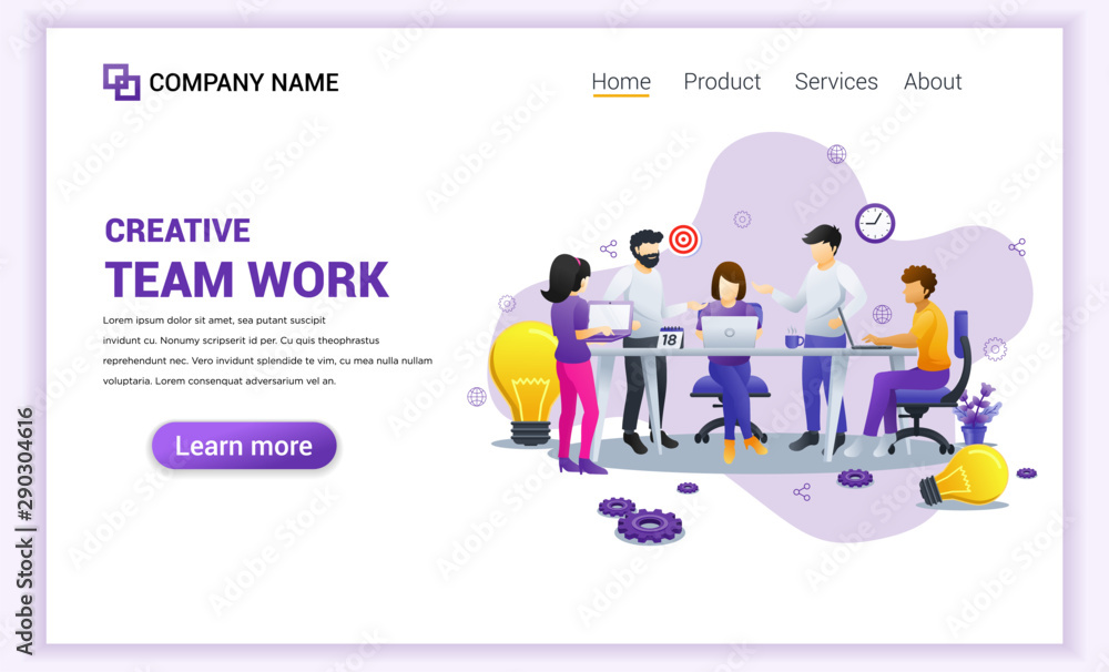Modern flat design concept of Team work design with characters in ...