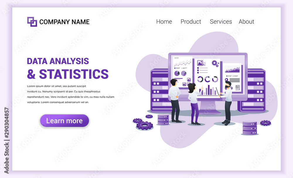 Modern flat design concept of Data Analysis. Characters in front ...