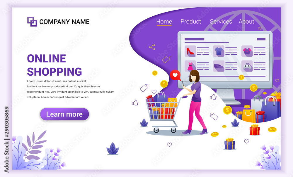 Online shopping concept with giant screen displaying store products and ...