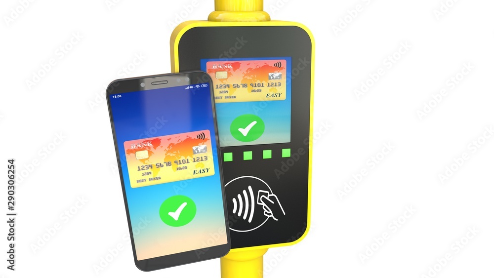 3d illustration: Electronic validator of public transport fare ...