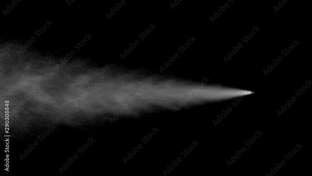 VFX plate,spray blast on black background, fountain of vaporized foam ...