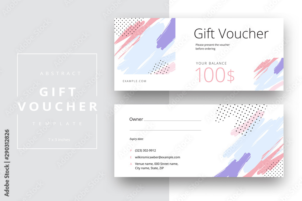 Abstract gift voucher card template. Modern discount coupon or ...