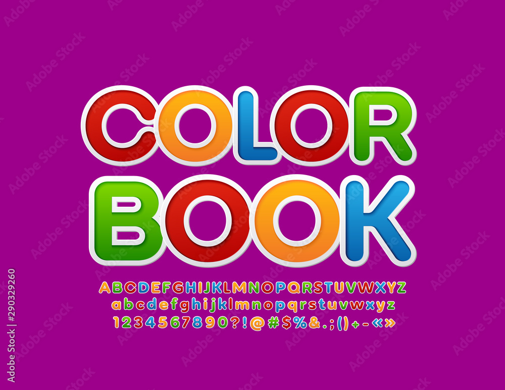 Vector bright Sign Color Book. Colorful kids Font. Creative Alphabet ...