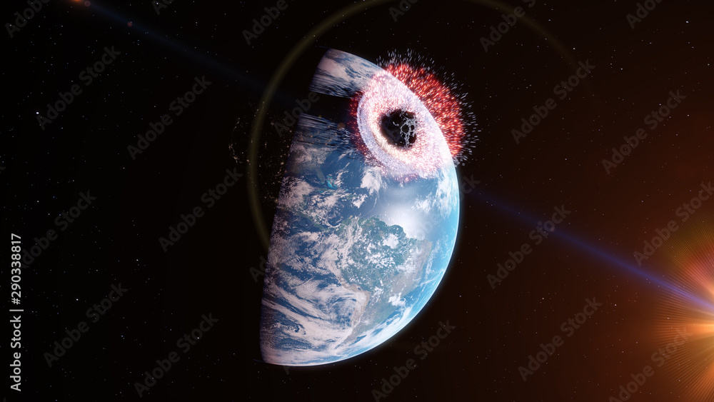 3d rendered illustration of an asteroid impacts earth Stock ...