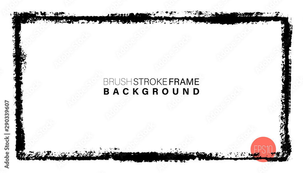 Hand drawn grunge frame rectangular shape. Black paint strokes as ...