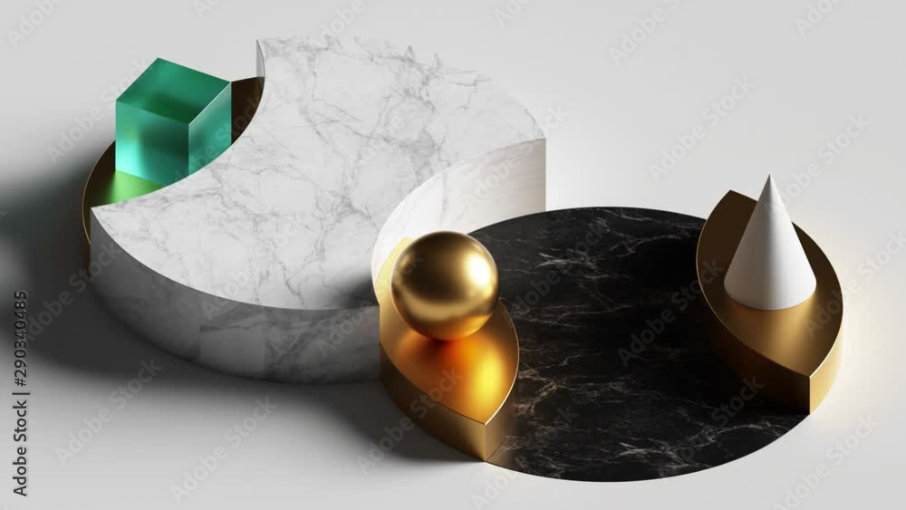 loop animation of simple geometric shapes, 3d rendering of rotating ...