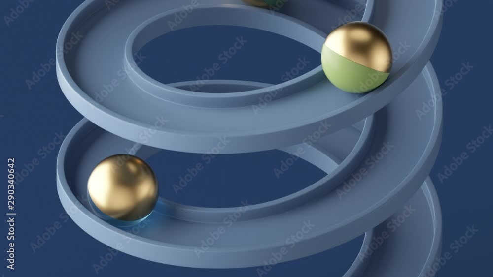 Video „minimalist loop animation, golden balls rolling down the blue ...