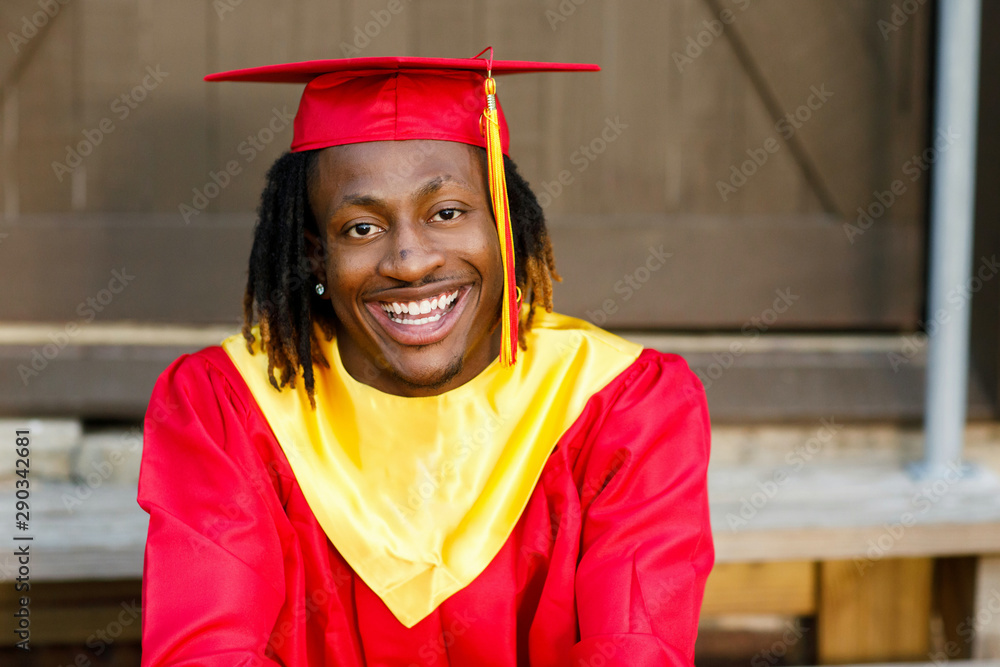 Red Graduation Gown Male