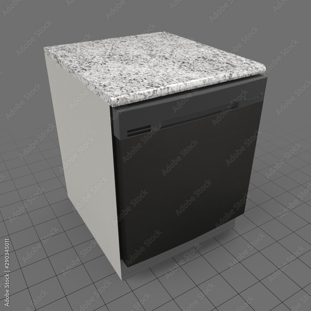 Kitchen countertop dishwasher Stock 3D asset | Adobe Stock