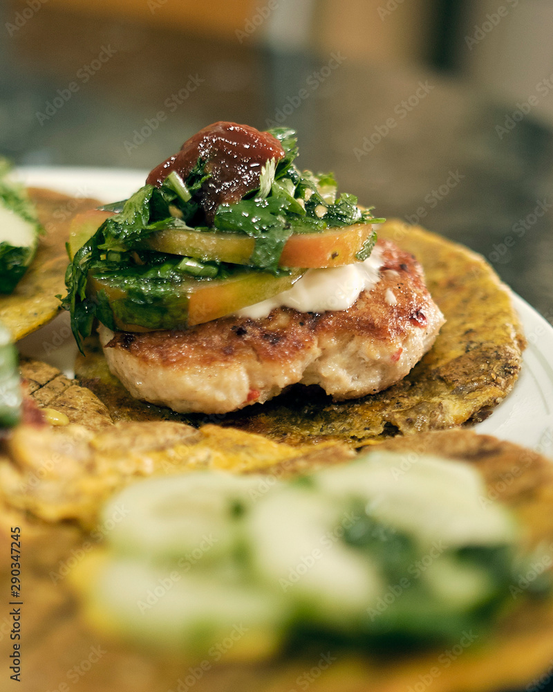 fried plantain burgers made with chicken patties and using fried ...