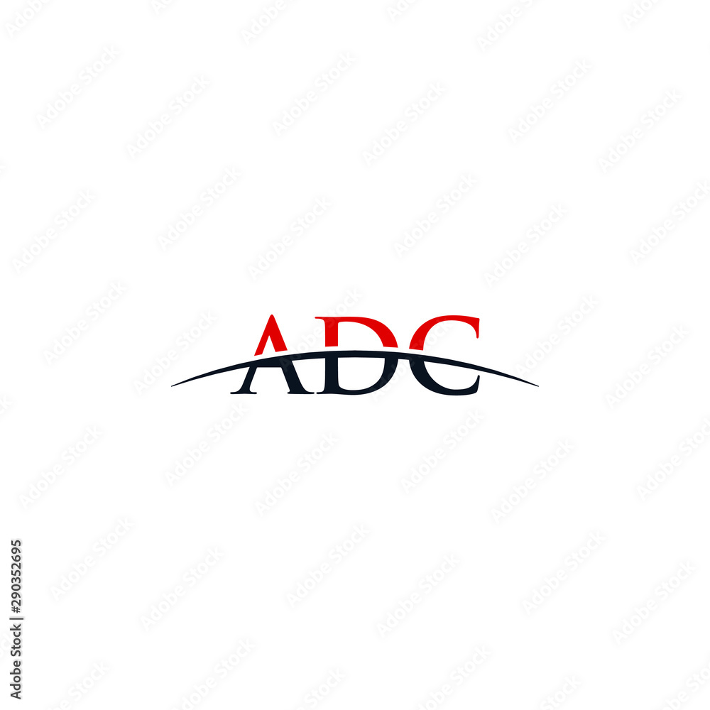 Initial letter ADC, overlapping movement swoosh horizon logo company ...