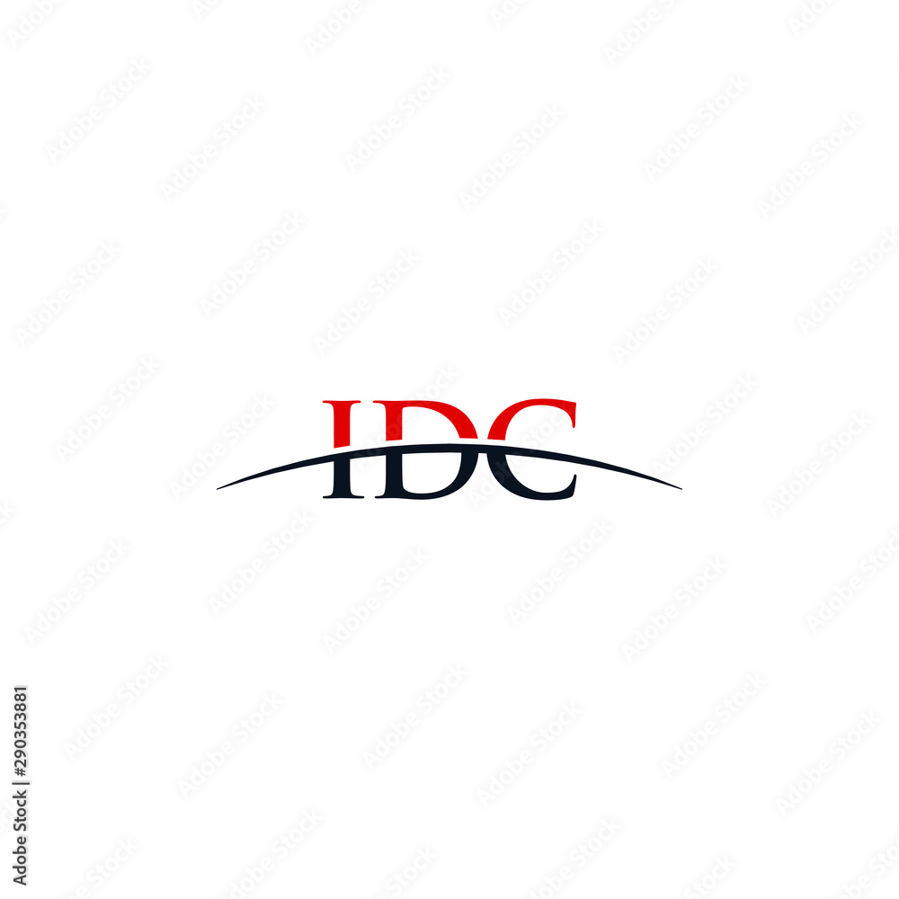 Initial letter IDC, overlapping movement swoosh horizon logo company ...