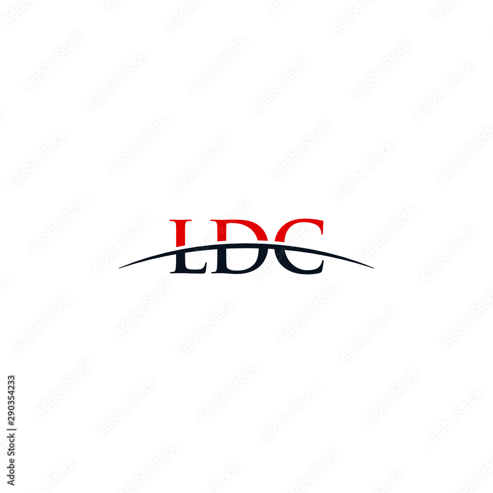 Initial letter LDC, overlapping movement swoosh horizon logo company ...