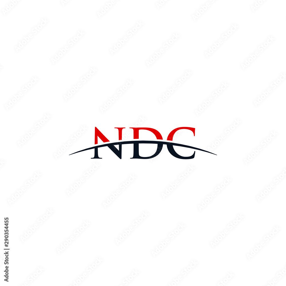 Initial letter NDC, overlapping movement swoosh horizon logo company ...