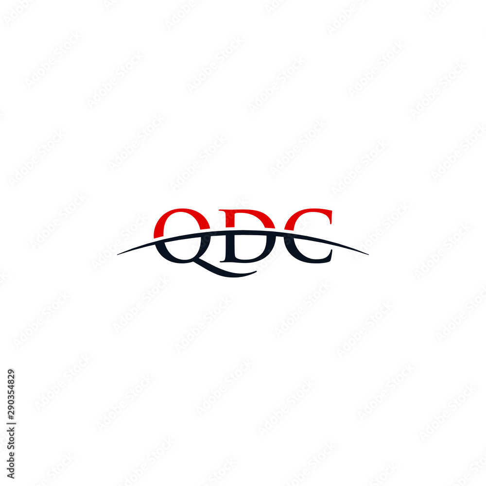 Initial letter QDC, overlapping movement swoosh horizon logo company ...