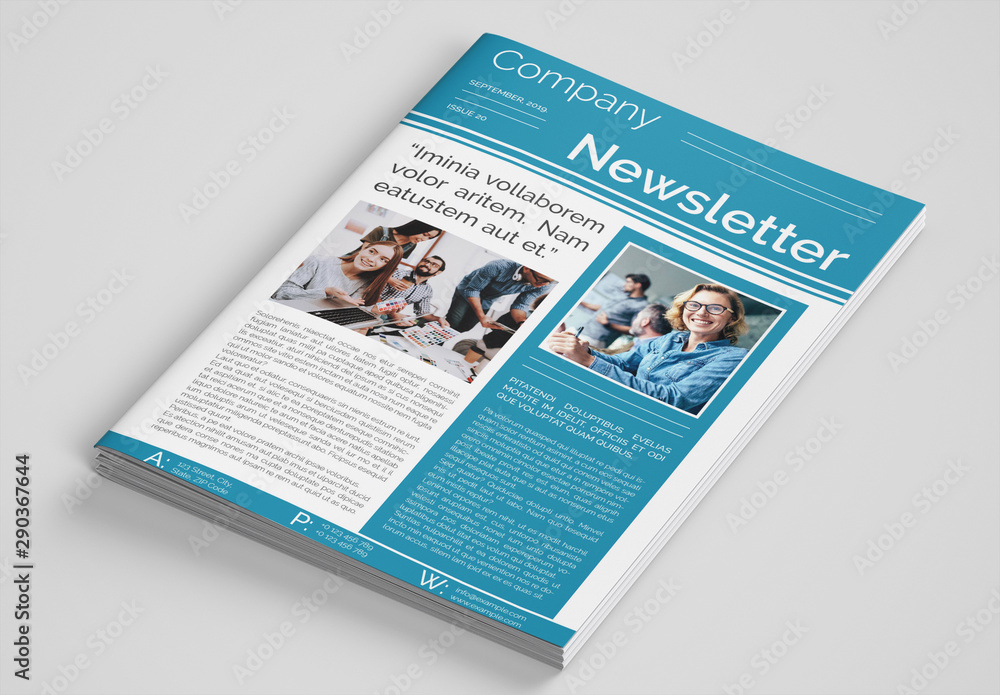 Business Newsletter Layout with Teal Accents Stock Template | Adobe Stock