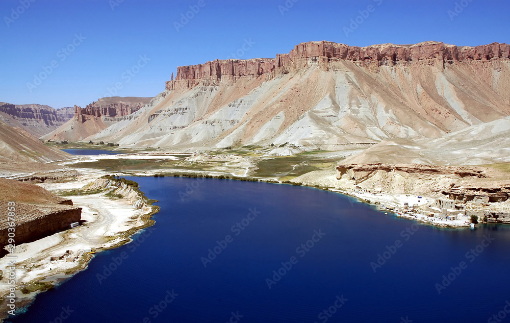 Band-e Amir lakes near Bamyan (Bamiyan) in Central Afghanistan. The blue lakes at Band e Amir ...