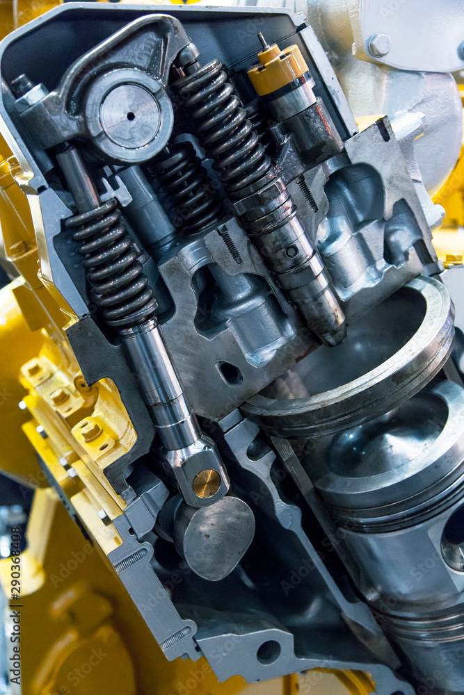 Cross Section of Diesel Engine of Truck. Stock Photo | Adobe Stock